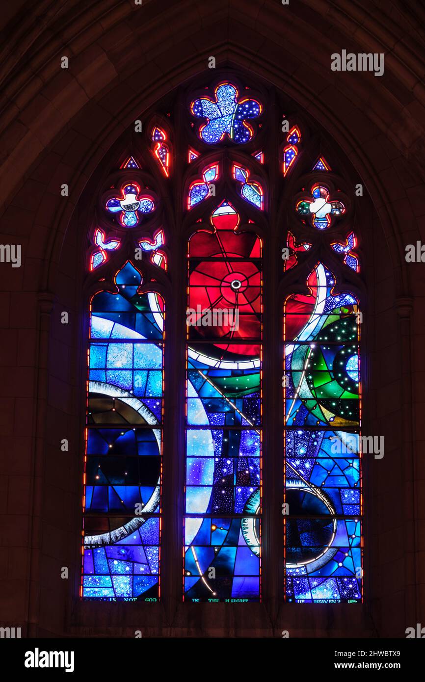 National Cathedral, Washington, DC, USA. Space Window, Stained Glass ...