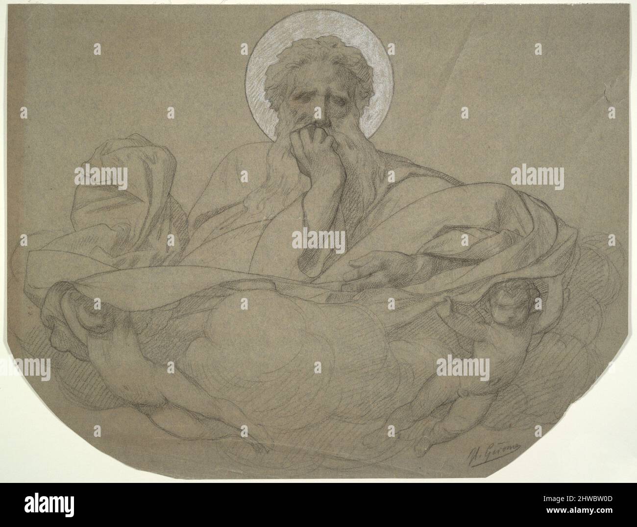God the Father Supported by Angels, study for the ceiling panel ...