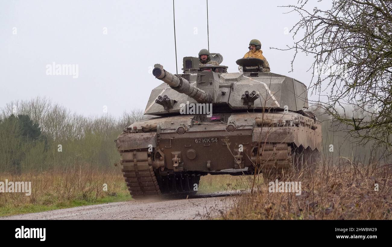 british army challenger 2 main battle tank in action on exercise on ...