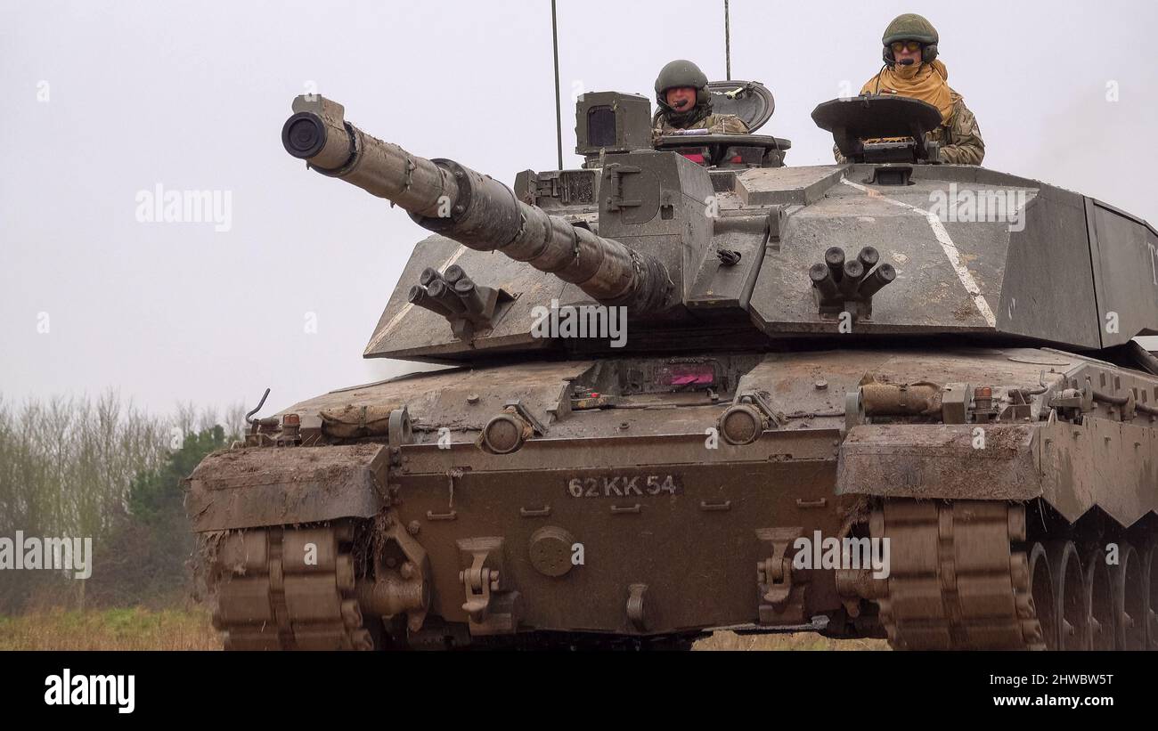 british army challenger 2 main battle tank in action on exercise on ...