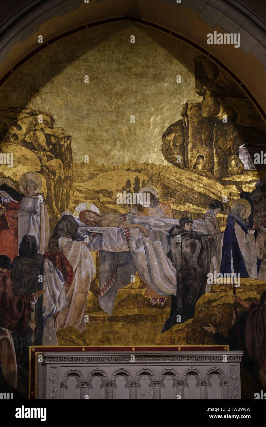 National Cathedral, Washington, DC, USA. Mural Depicting Carrying ...