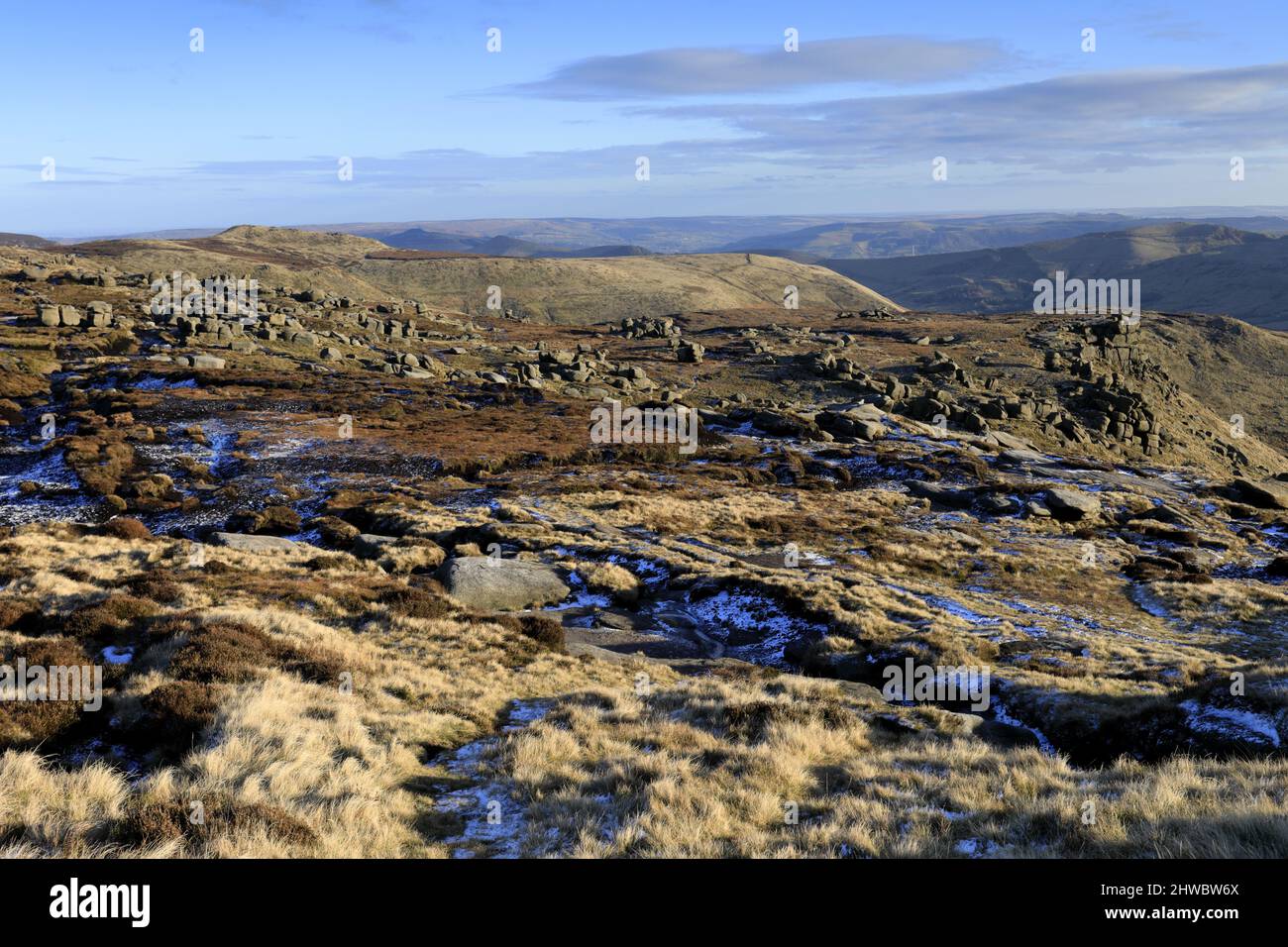 The Woolpacks rock formations on Kinder Scout, Pennine Way, Peak ...