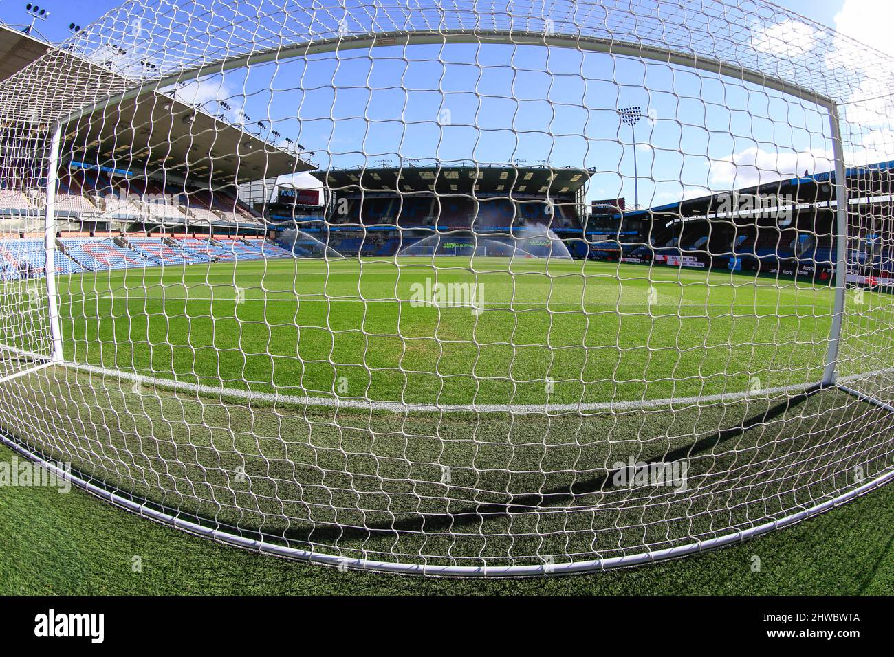 Behind goal view at Turf Moor Stock Photo - Alamy