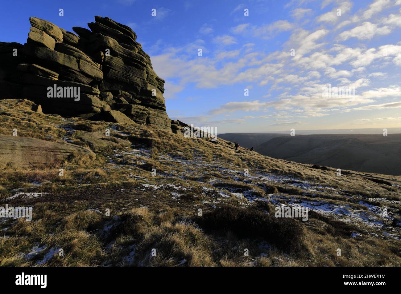 Pym Chair rock formation on Kinder Scout, Pennine Way, Peak District ...