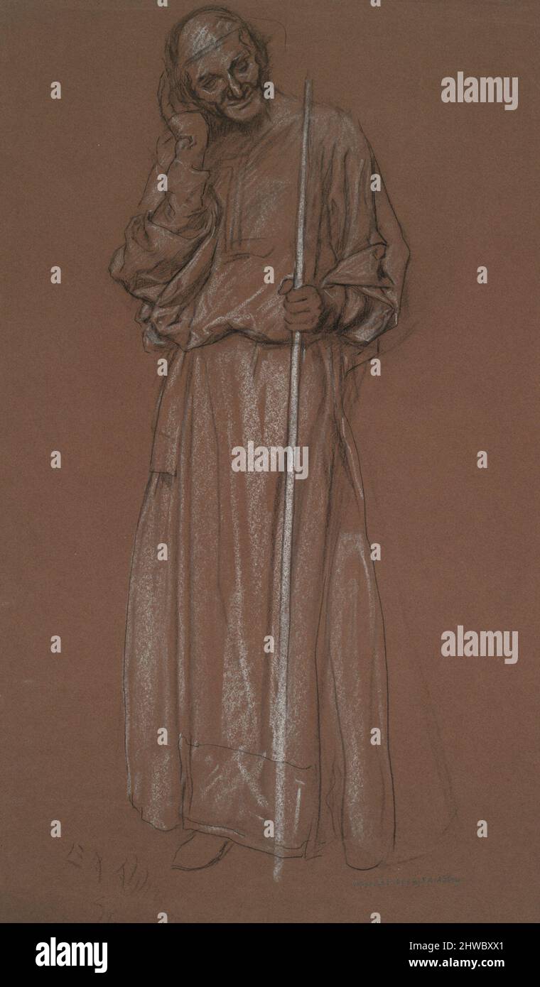 Figure study, old man with staff, possibly Polonius in “Hamlet”. Artist ...