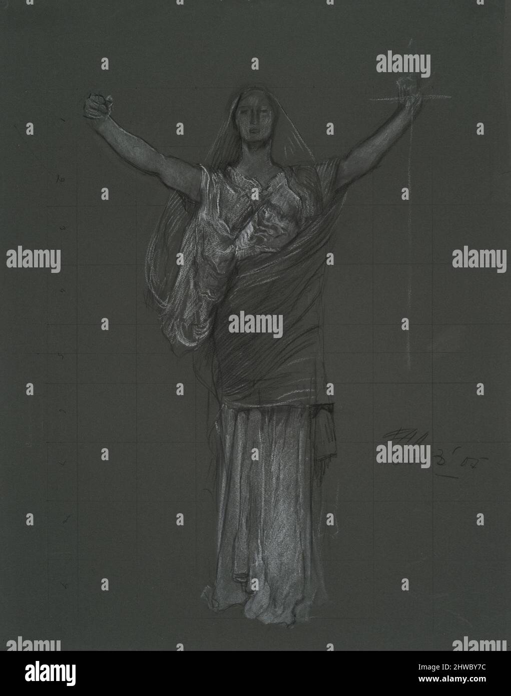 Study for allegorical figure of Law, rondel in the rotunda of the ...