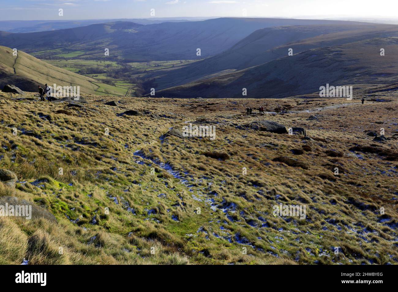 View of the Jacobs Ladder footpath, Kinder Scout, Derbyshire, Peak ...