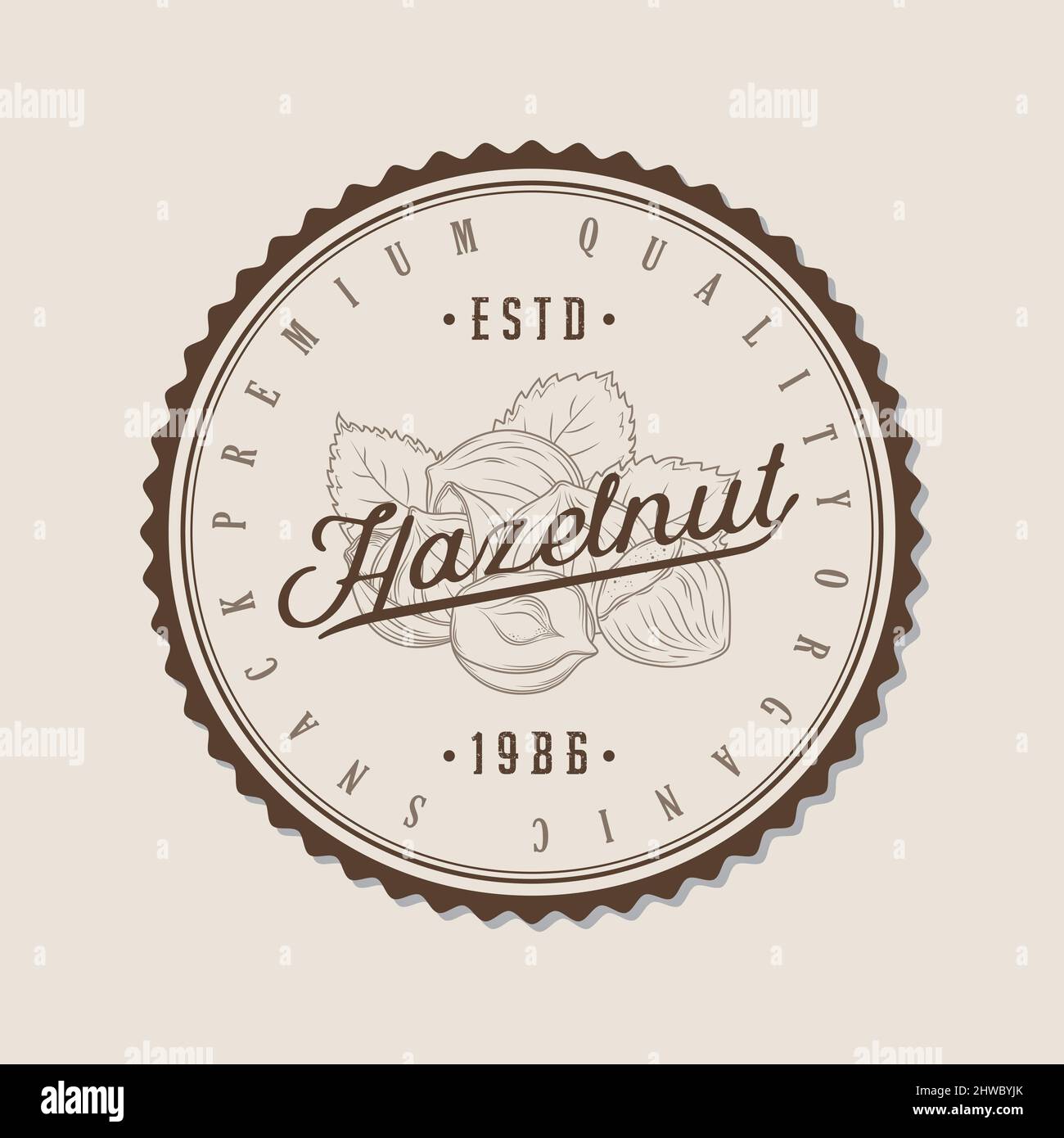 Vector hand drawn hazelnut for template label, packing and emblem ...