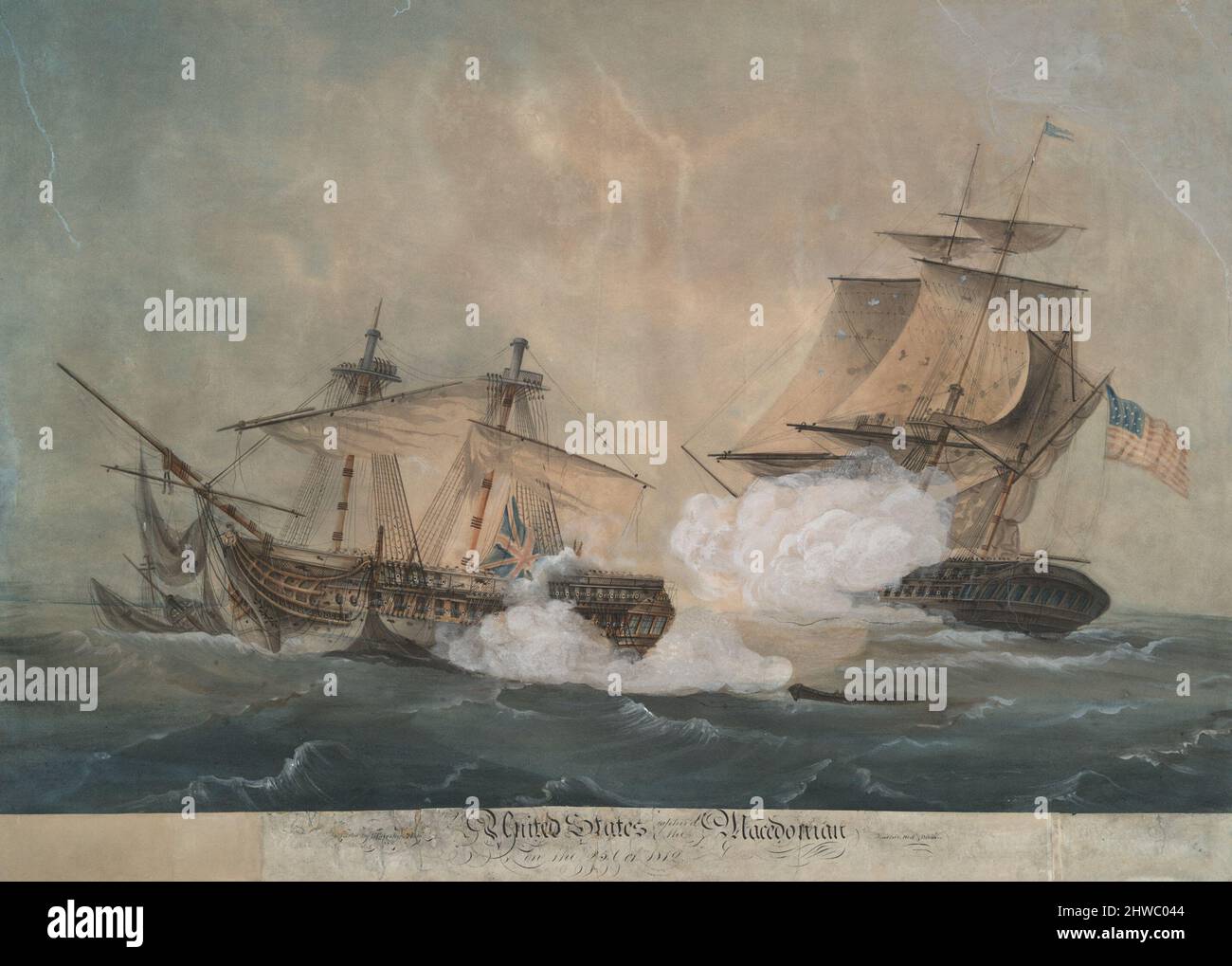 U. S. Capturing the Macedonian. Artist: George Thresher, American ...