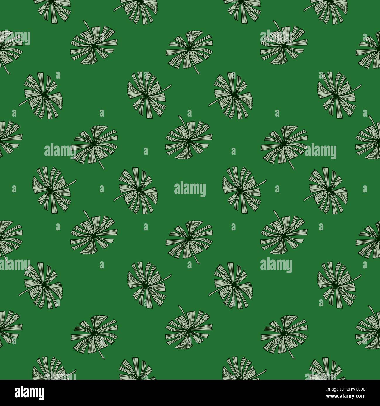 Fan palm leaves seamless pattern on. Vintage foliage of palmetto in ...