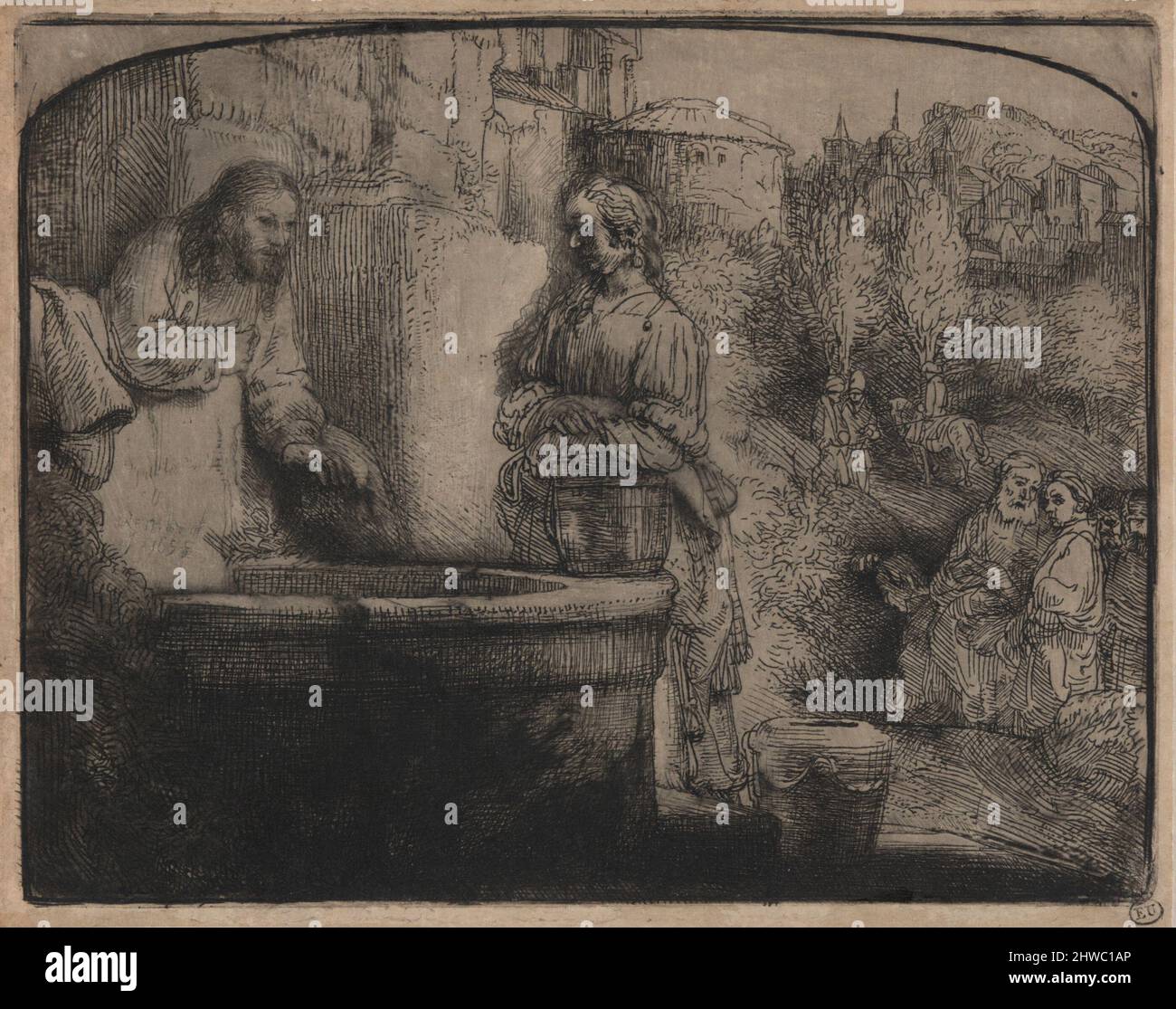 Christ and the Woman of Samaria: An Arched Print. Artist: Rembrandt ...