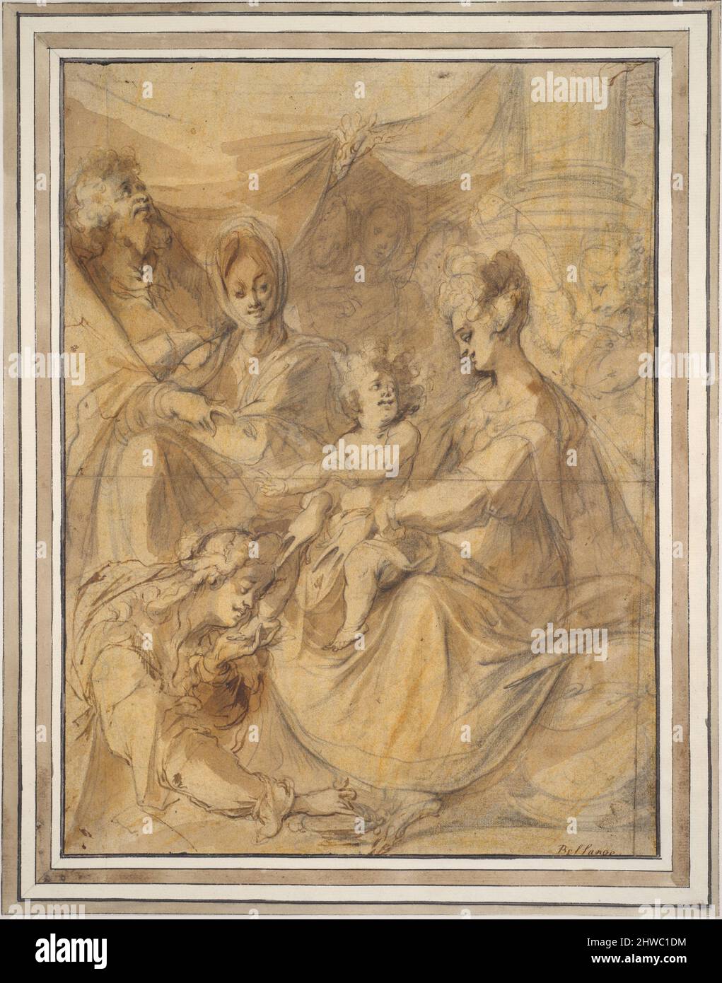 Holy family with Saints Anne and Mary Magdalene. Artist: Jacques ...