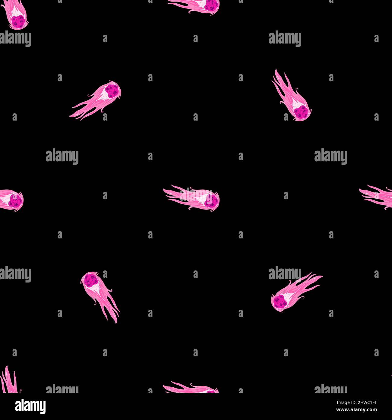 Comet fly seamless pattern. Design meteorite rain . Repeated texture in ...