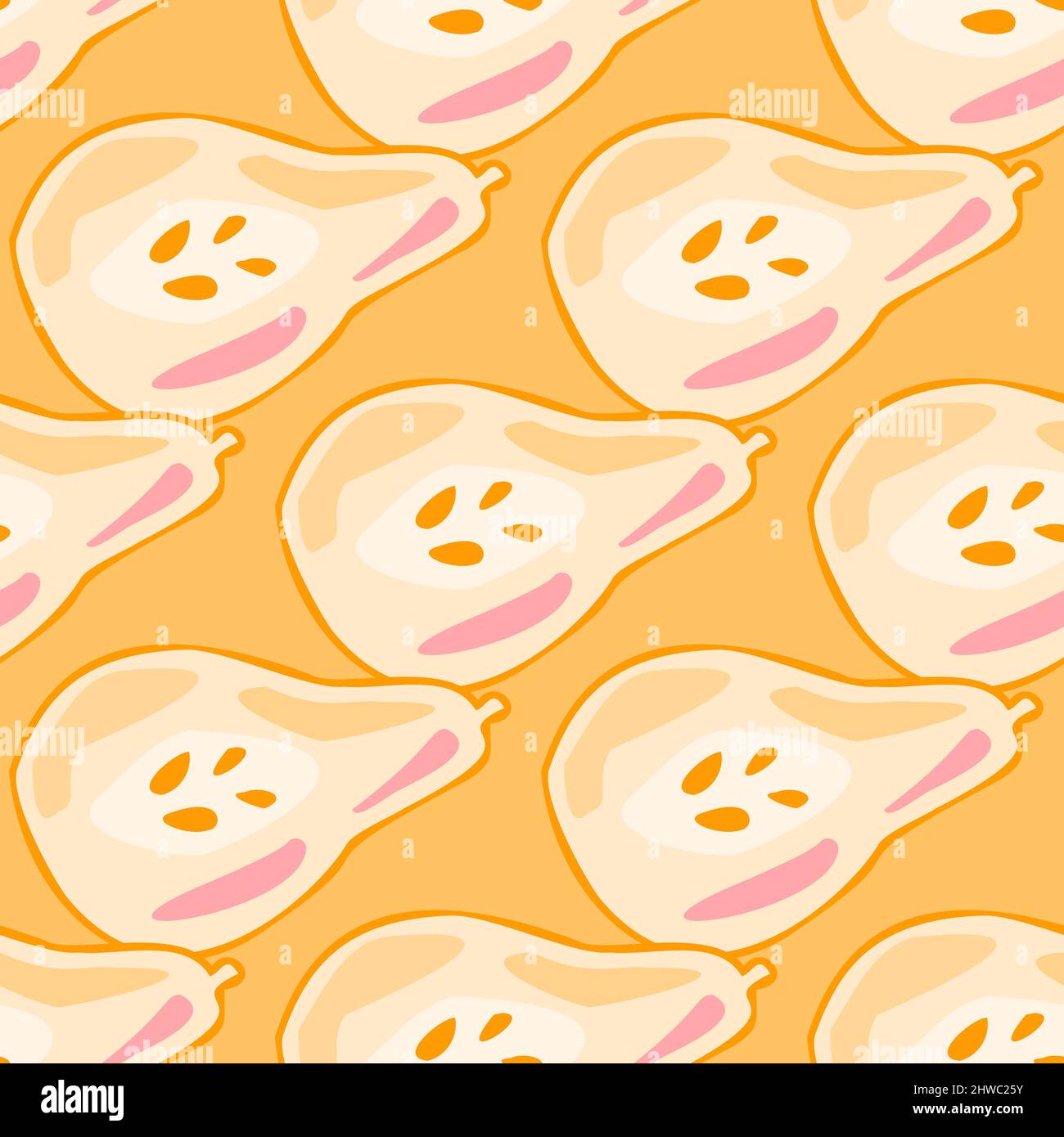Pears of seamless pattern. Hand drawn background fruit. Repeated ...