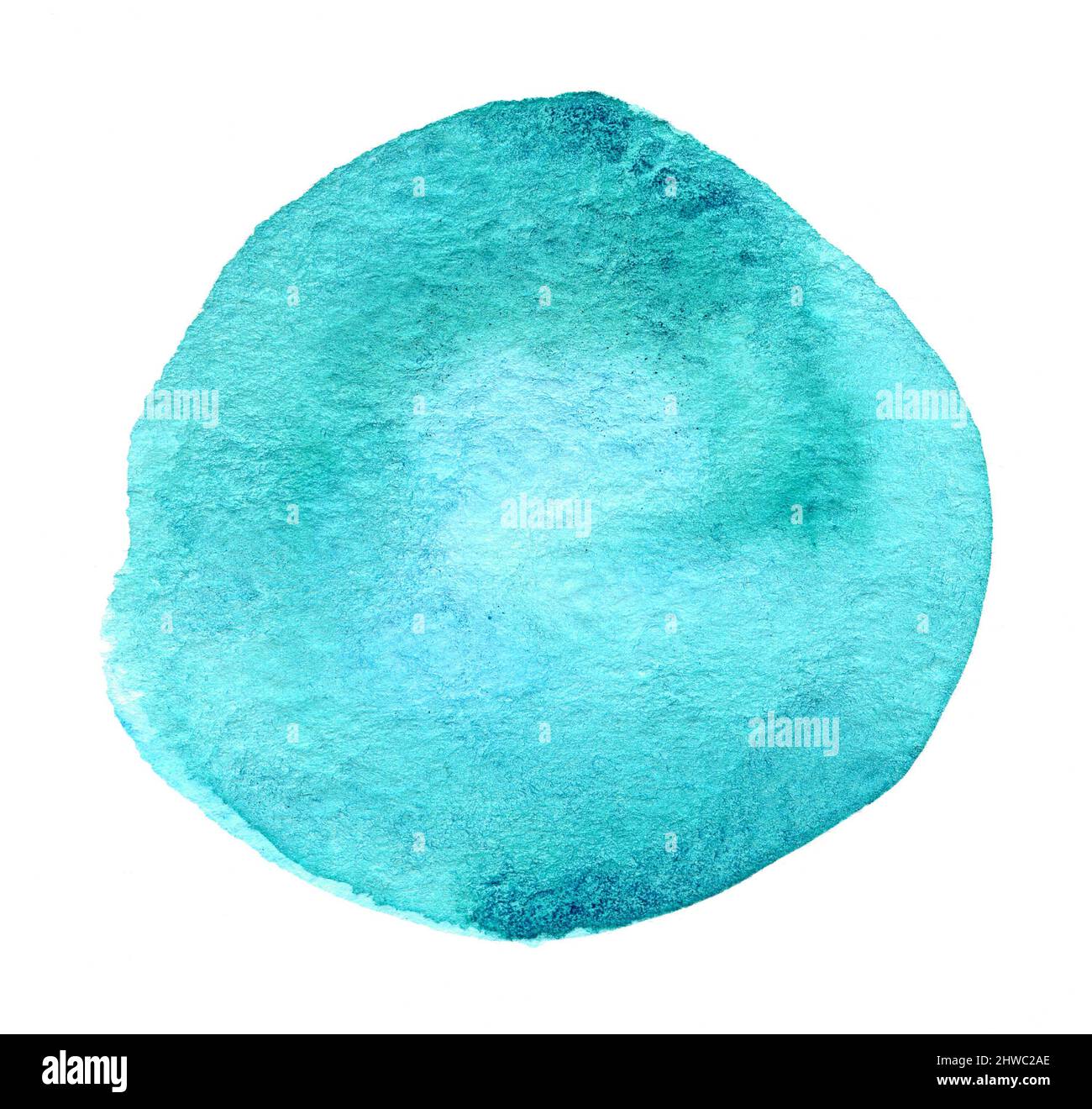 Abstract turquoise watercolor shape as a background isolated on white ...