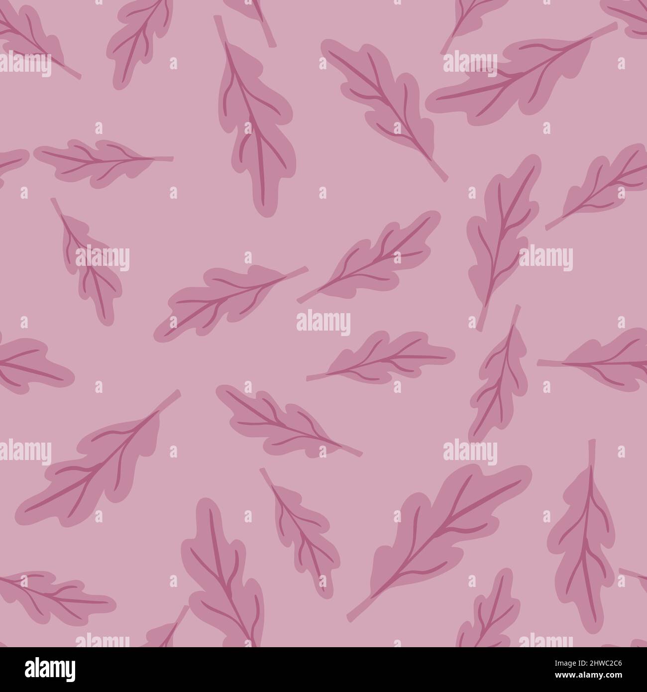 Oak leaf seamless pattern. Plant background. Repeated texture in doodle style for fabric ...