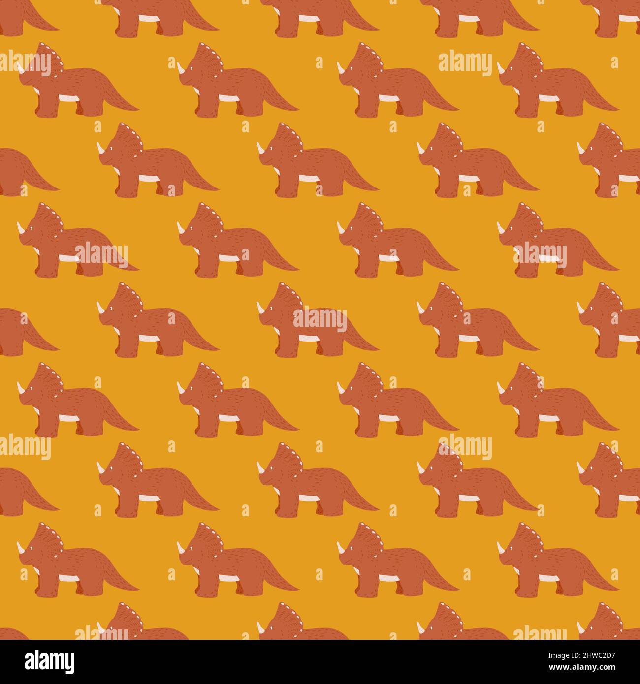 Triceratops seamless pattern. Children dino background. Repeated texture in doodle style for ...