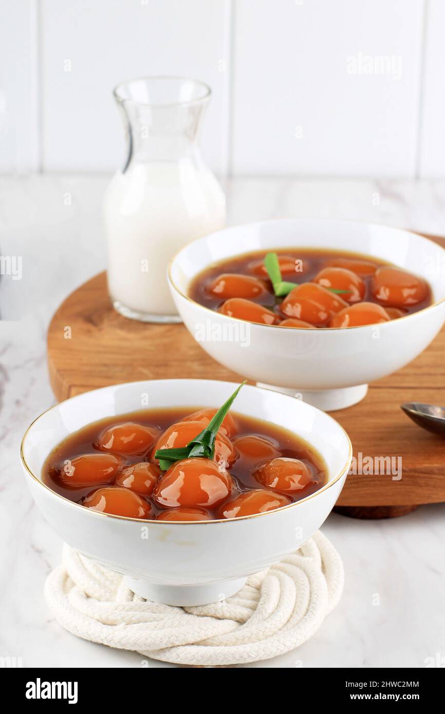 Bubur Biji Salak, Indonesian dessert porridge of sweet potato balls ...