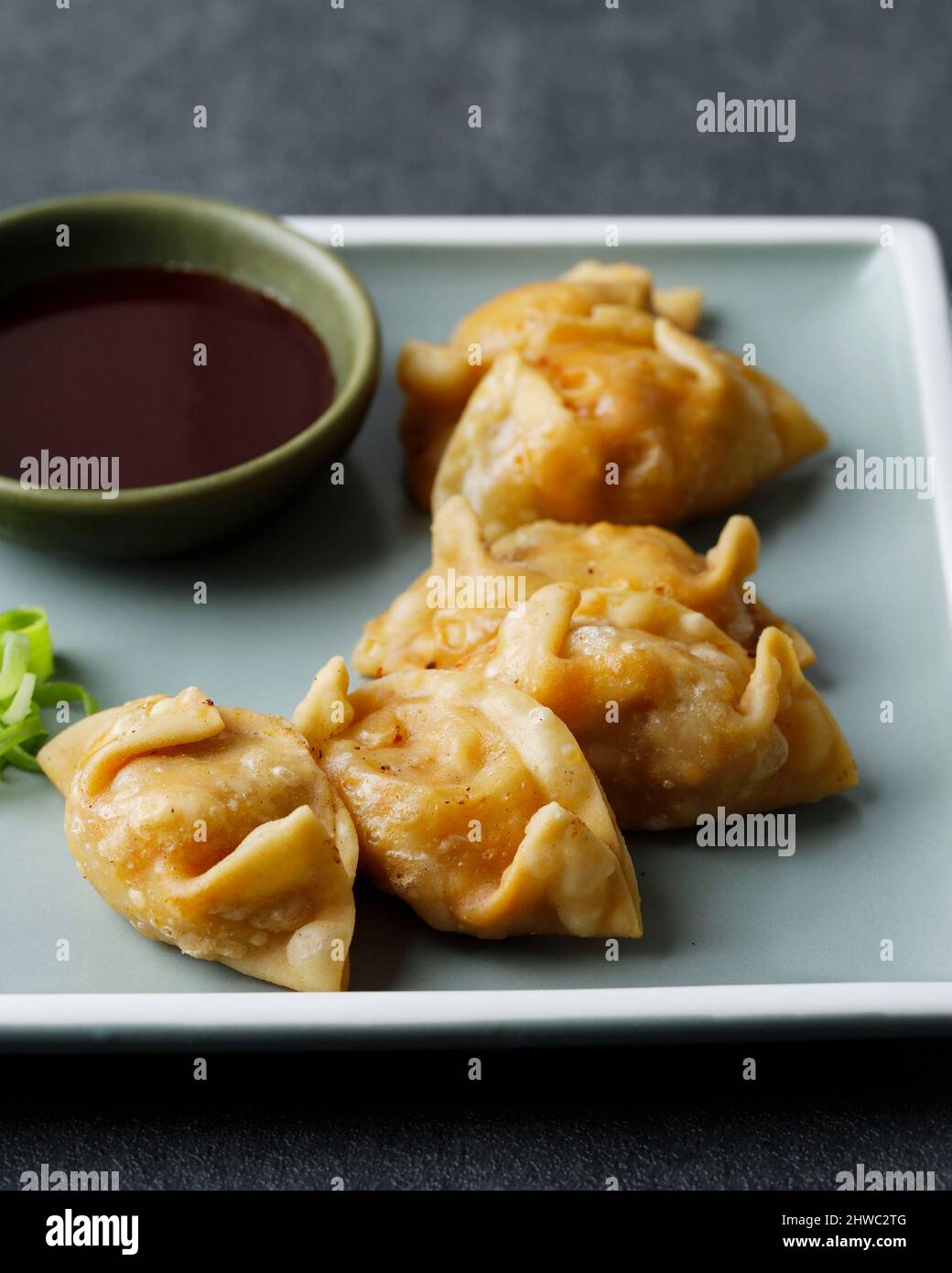 Gunmandu, Kimchi Mandu, Korean Dumpling on Plate, Served with Spicy ...