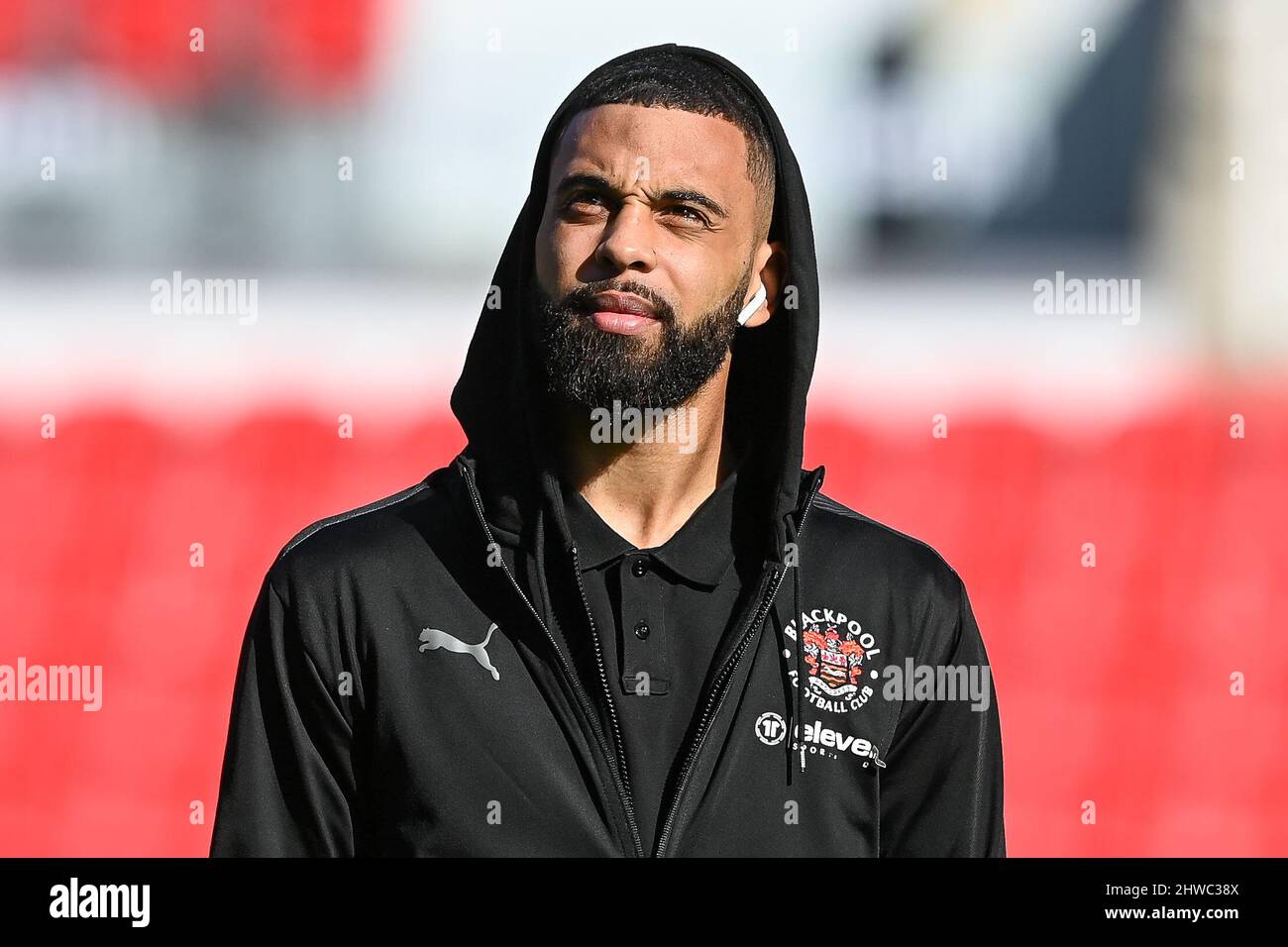 CJ Hamilton #22 of Blackpool during the pitch inspection Stock Photo ...