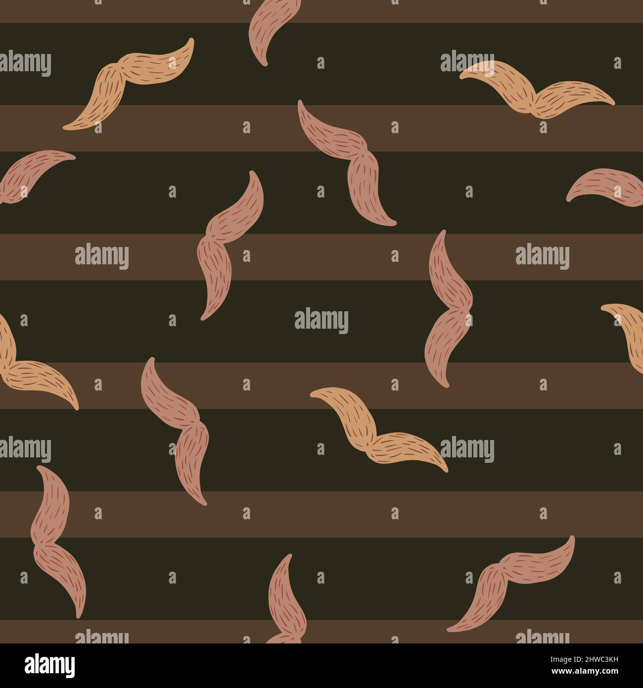 Mustache seamless pattern on. Vintage barber shop in doodle style. Hand ...