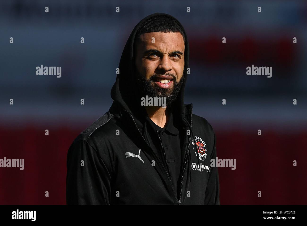 CJ Hamilton #22 of Blackpool during the pitch inspection in, on 3/5 ...