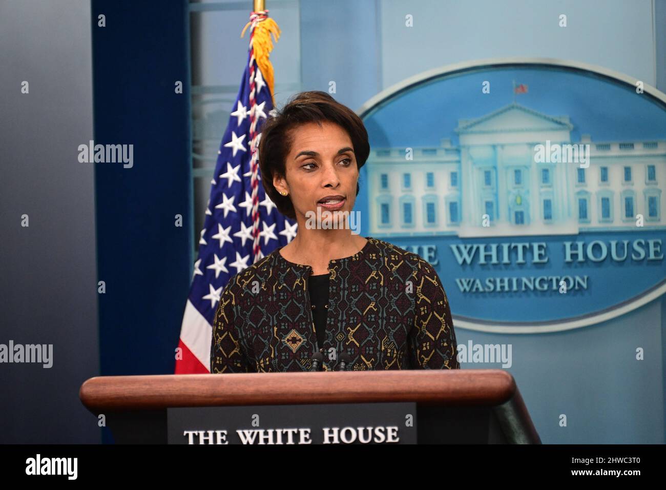 Cecilia Rouse, Chair, Council of Economic Advisors, makes remarks as ...