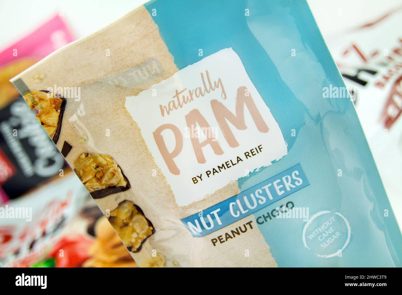 Hamburg, Germany - February 20 2022: Naturally Pam Nut Clusters Peanut ...