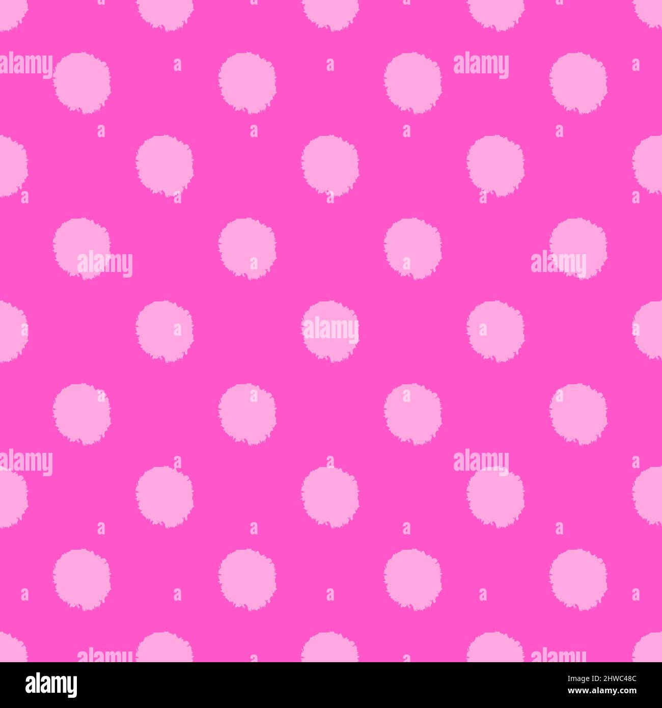Pom poms of seamless pattern. Hand drawn cute background. Repeated texture in doodle style for ...