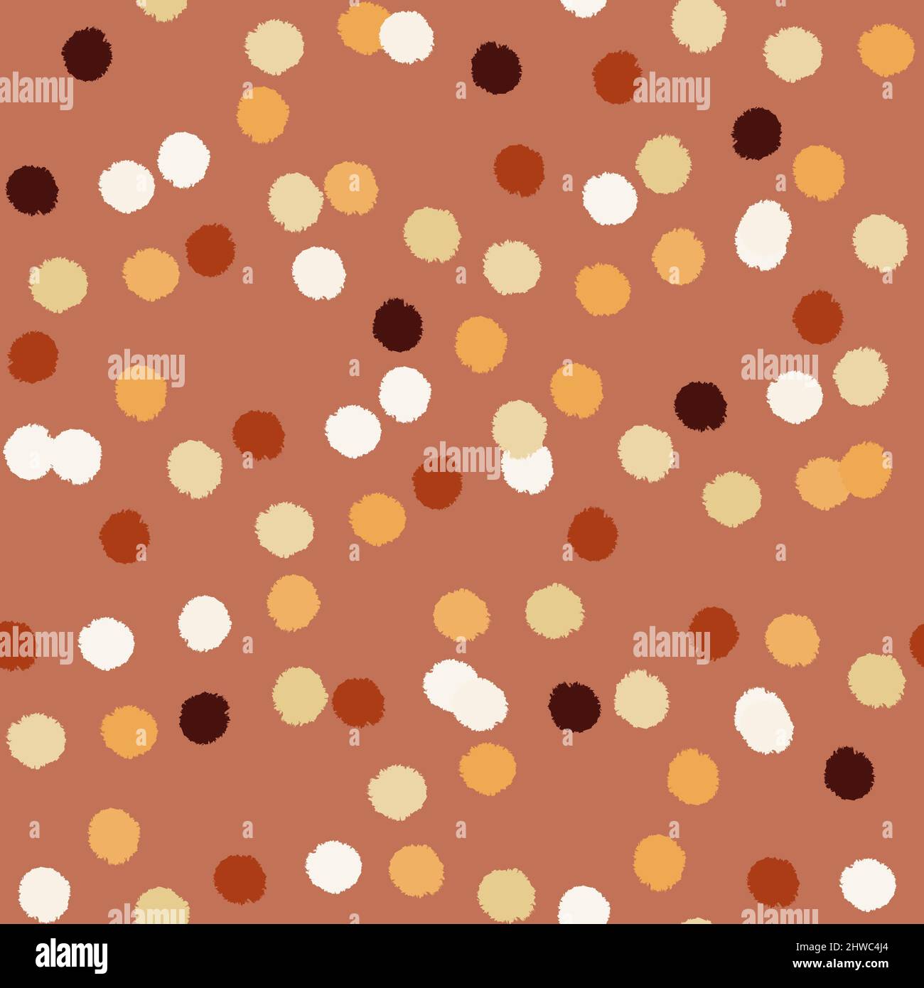 Pom poms of seamless pattern. Hand drawn cute background. Repeated ...