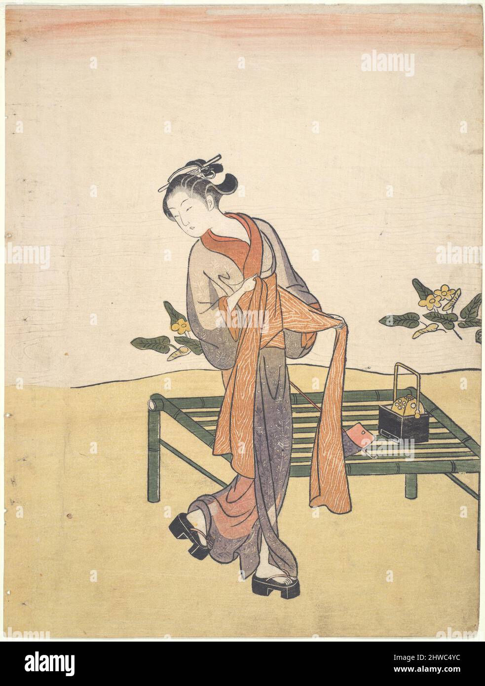 Beauty Cooling Off. Artist: Suzuki Harunobu, Japanese, 1725–1770 Stock ...