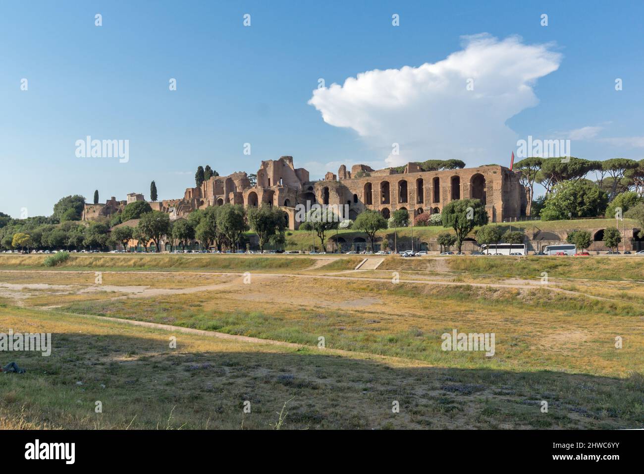 ROME, ITALY - JUNE 22, 2017: Amazing panoramic view of Circus Maximus ...