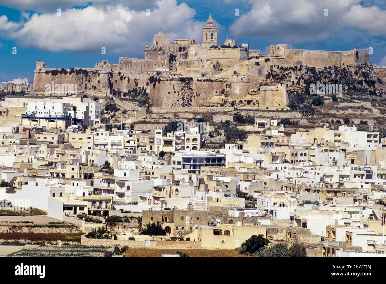 Victoria, Rabat, Gozo, Malta. Citadel and Cathedral on City Hill Stock ...