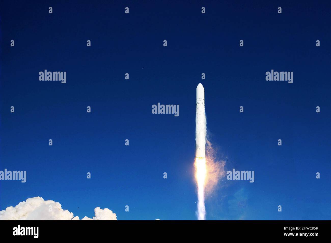 Launch of a ballistic missile. Elements of this image furnished by NASA ...