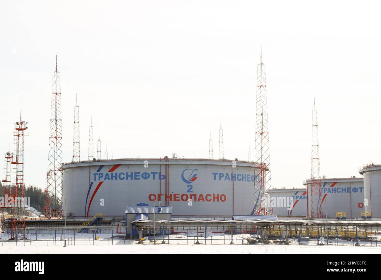 Ust Luga, Russia. 05th Mar, 2022. Tanks belonging to Transneft, a ...