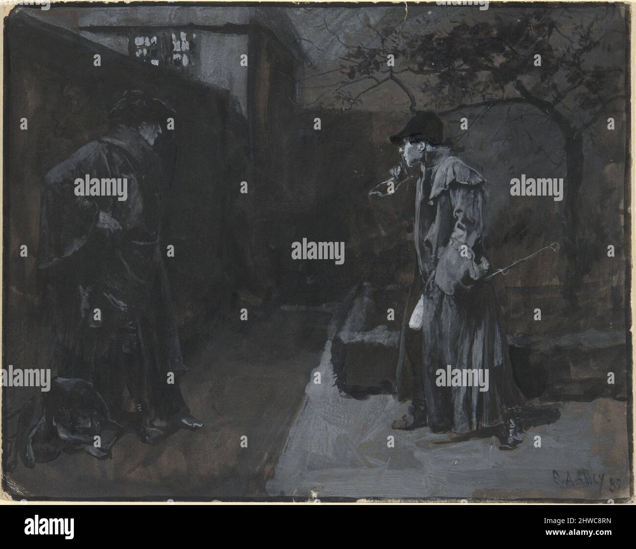 Enter Tony, study for illustration to Oliver Goldsmith’s She Stoops To ...