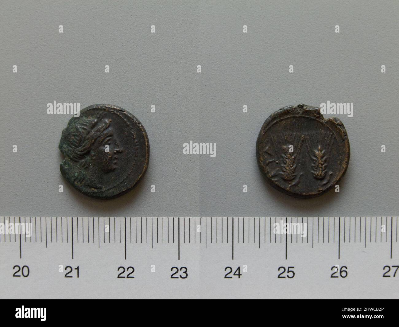 Fraction from Metapontum. Mint: Metapontum Artist: Unknown Stock Photo ...