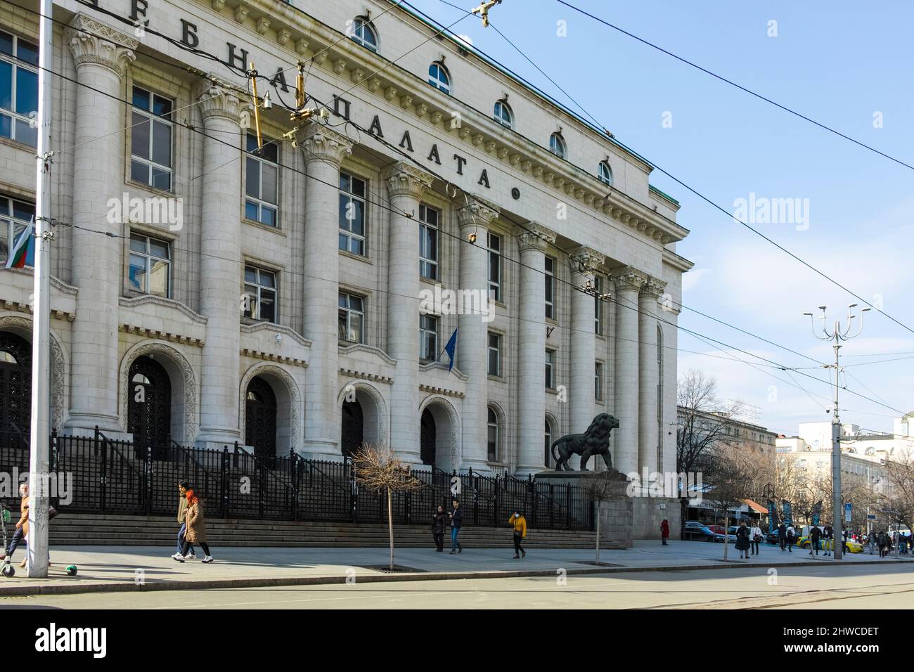 SOFIA, BULGARIA -FEBRUARY 26, 2022: Walking people on Boulevard Vitosha in city of Sofia ...