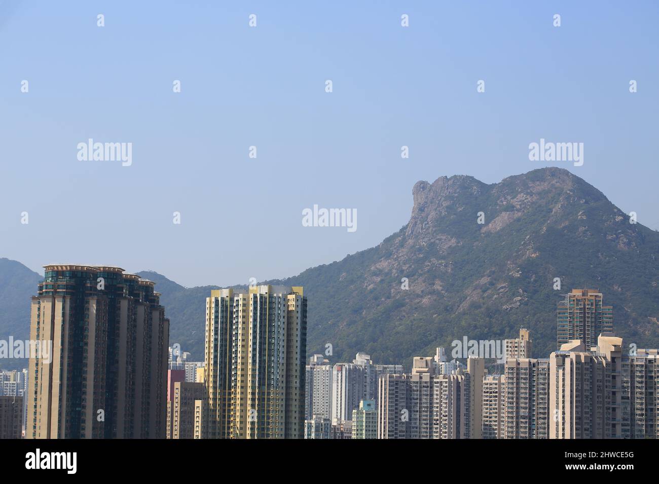 hong kong landscape with lion rock Stock Photo - Alamy