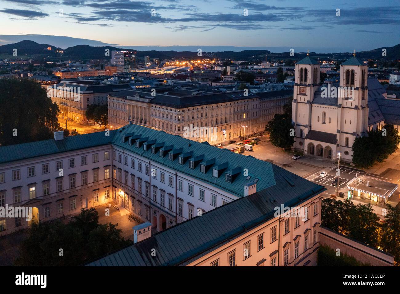 Classic view of famous Mirabell Gardens with historic Hohensalzburg ...