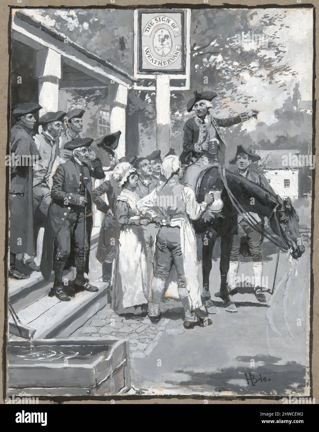 He Stops at the Sign of the Weathervane, drawing of the illustration ...