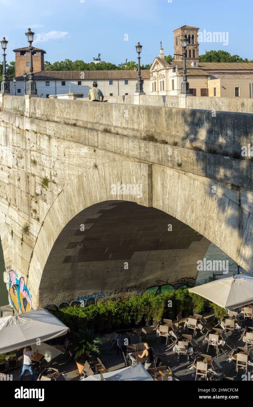 ROME, ITALY - JUNE 22, 2017: Amazing view of Tiber River and Pons ...