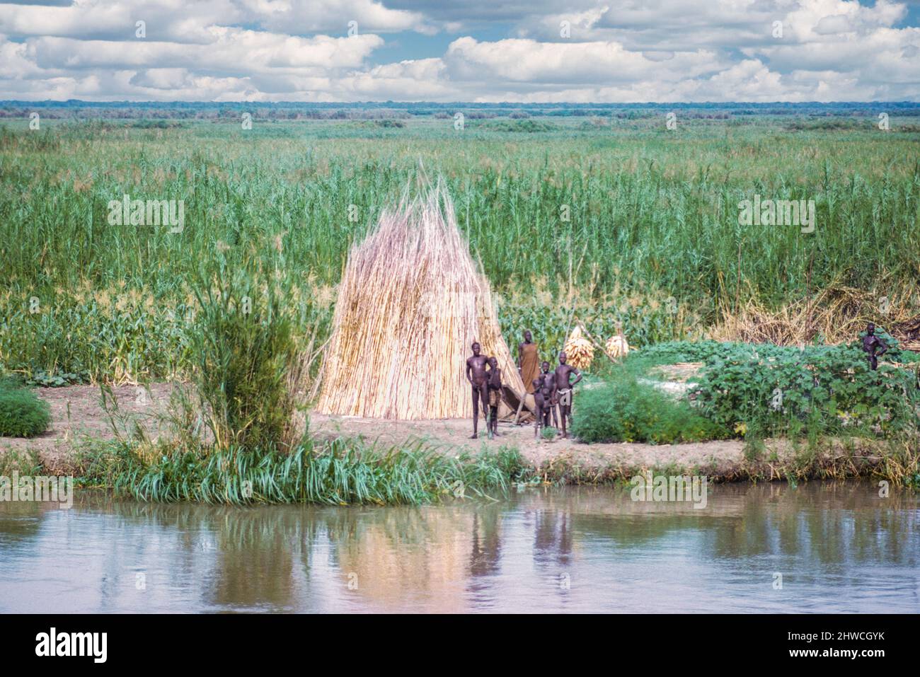 Native Hut along the White Nile, north of Juba, South Sudan ...