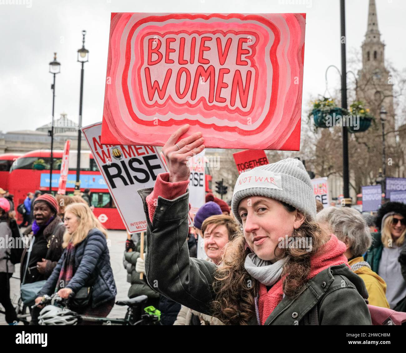 London, UK. 05th Mar, 2022. Female activists and protesters take to the ...