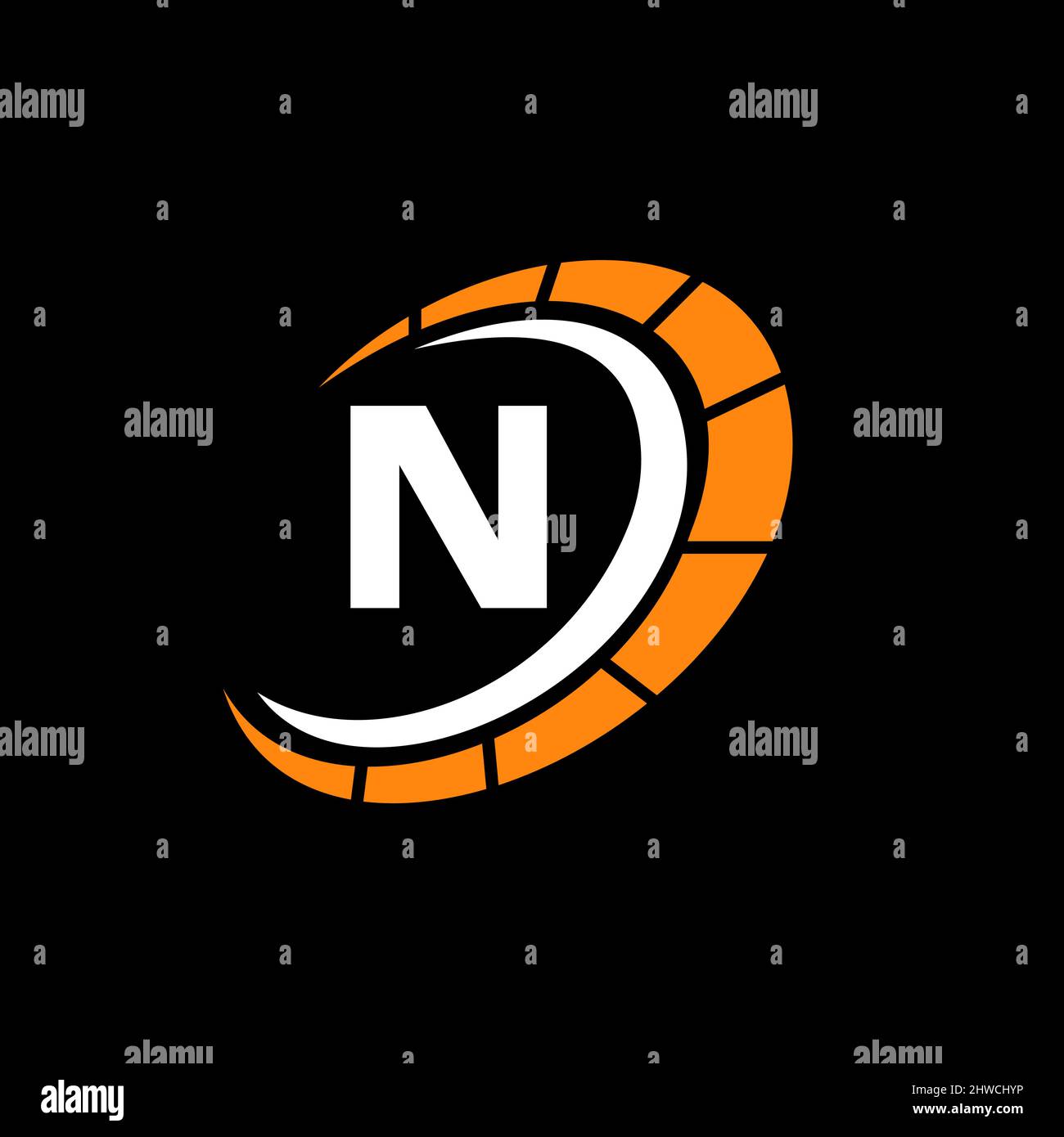 Sport Car Logo On Letter N Speed Concept. Car Automotive Template For ...
