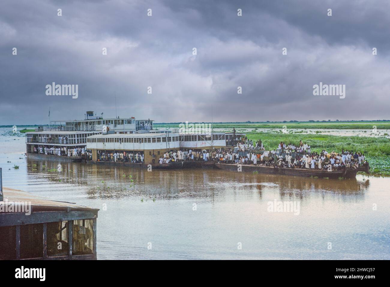 South Sudan. Nile River Transport. Passenger Boat Heading South of Juba ...