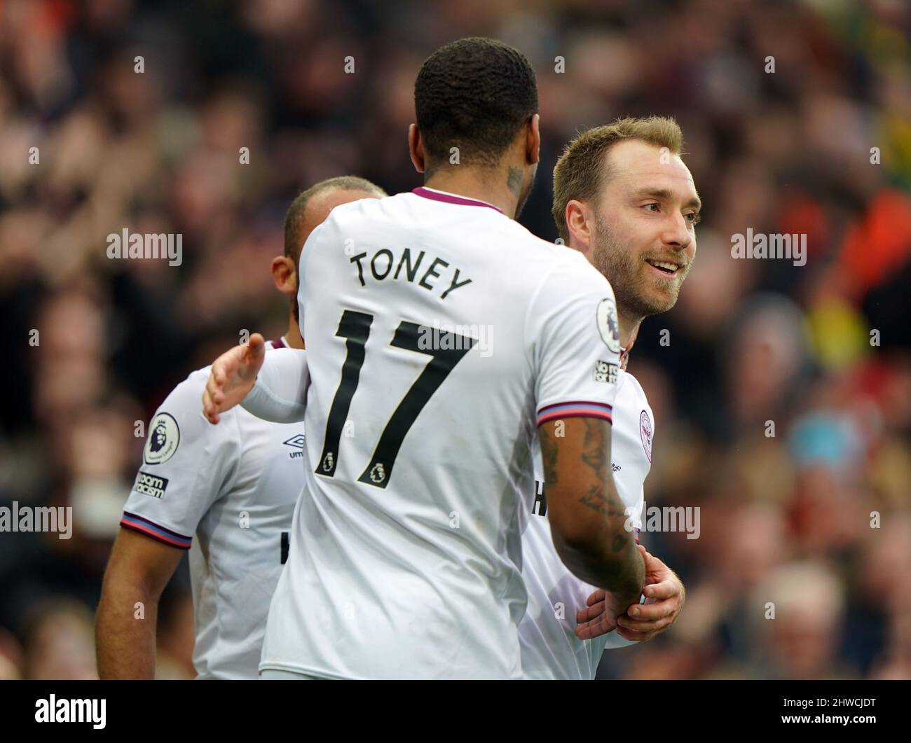 Brentford's Ivan Toney celebrates scoring their side's first goal of ...