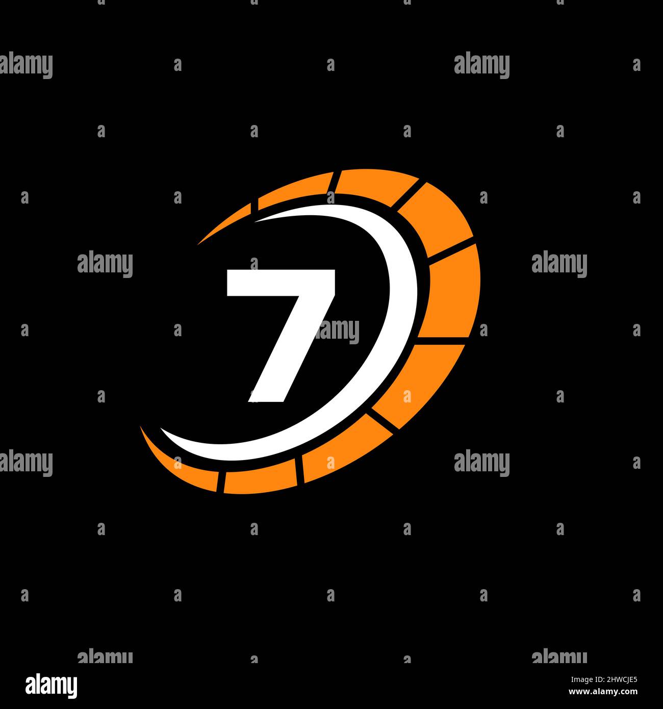 Sport Car Logo On Letter 7 Speed Concept. Car Automotive Template For ...