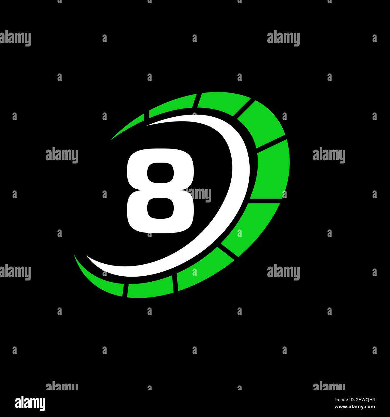 Sport Car Logo On Letter 8 Speed Concept. Car Automotive Template For ...