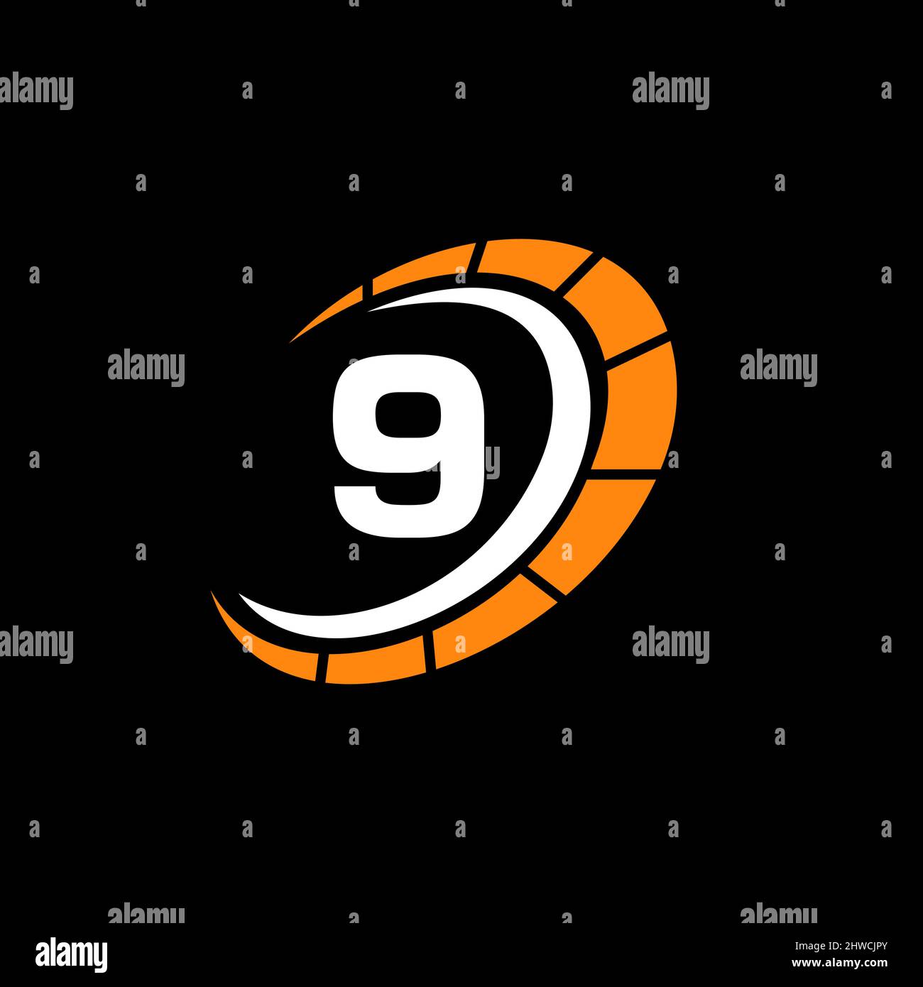 Sport Car Logo On Letter 9 Speed Concept. Car Automotive Template For ...